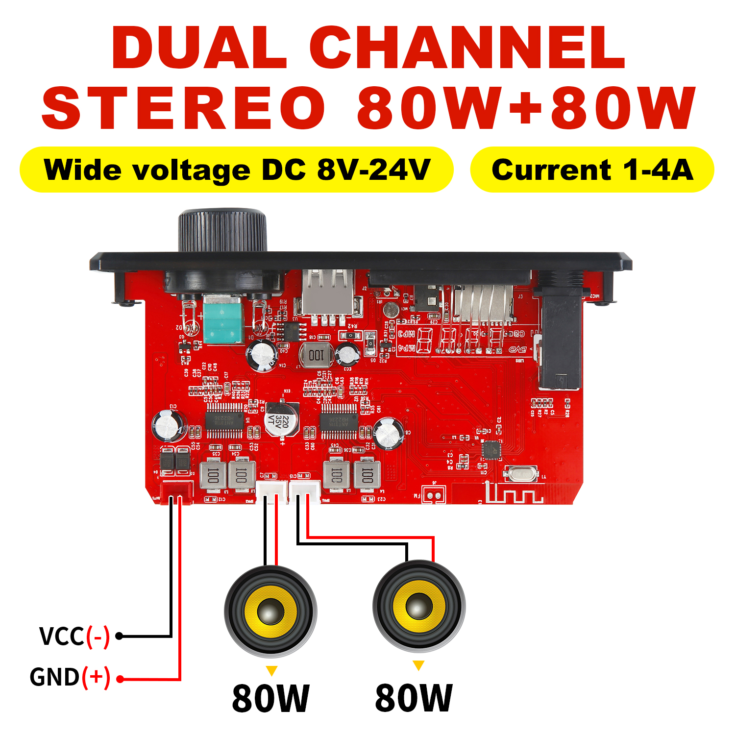 [Shopee Choice] Bluetooth 5.0 MP3 Board 2* 80W Amplifier Audio Player ...