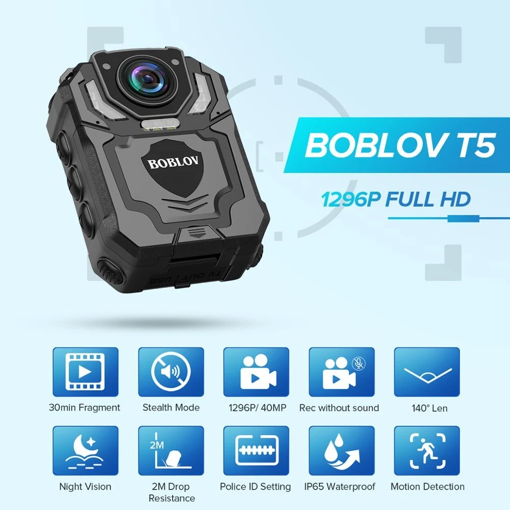BOBLOV T5 Body Mini Action Sport Waterproof Wearable Police Camera HD ...