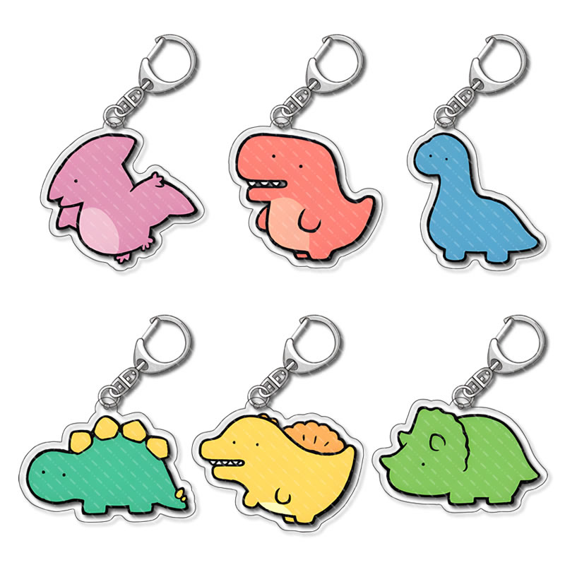 Cute Dinosaur Keychain Anime Acrylic Keyring Cartoon Accessory 10 ...