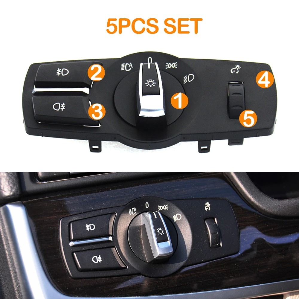 Headlight Switch Button Light Control Panel Fog Light Switch For BMW 5 ...