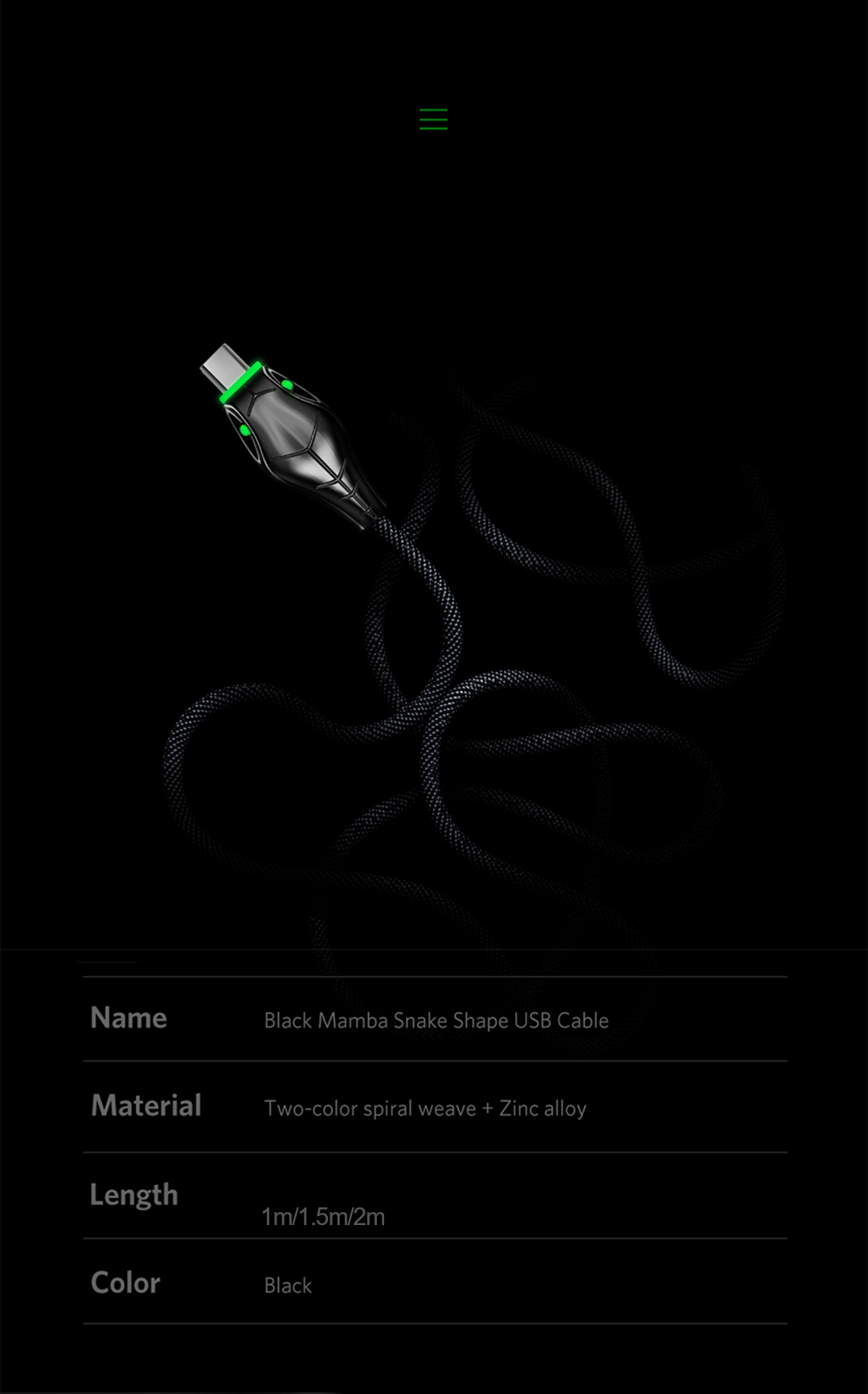 66W 5A Super Fast Charging Zinc Alloy Snake Head With Light Data Cable ...