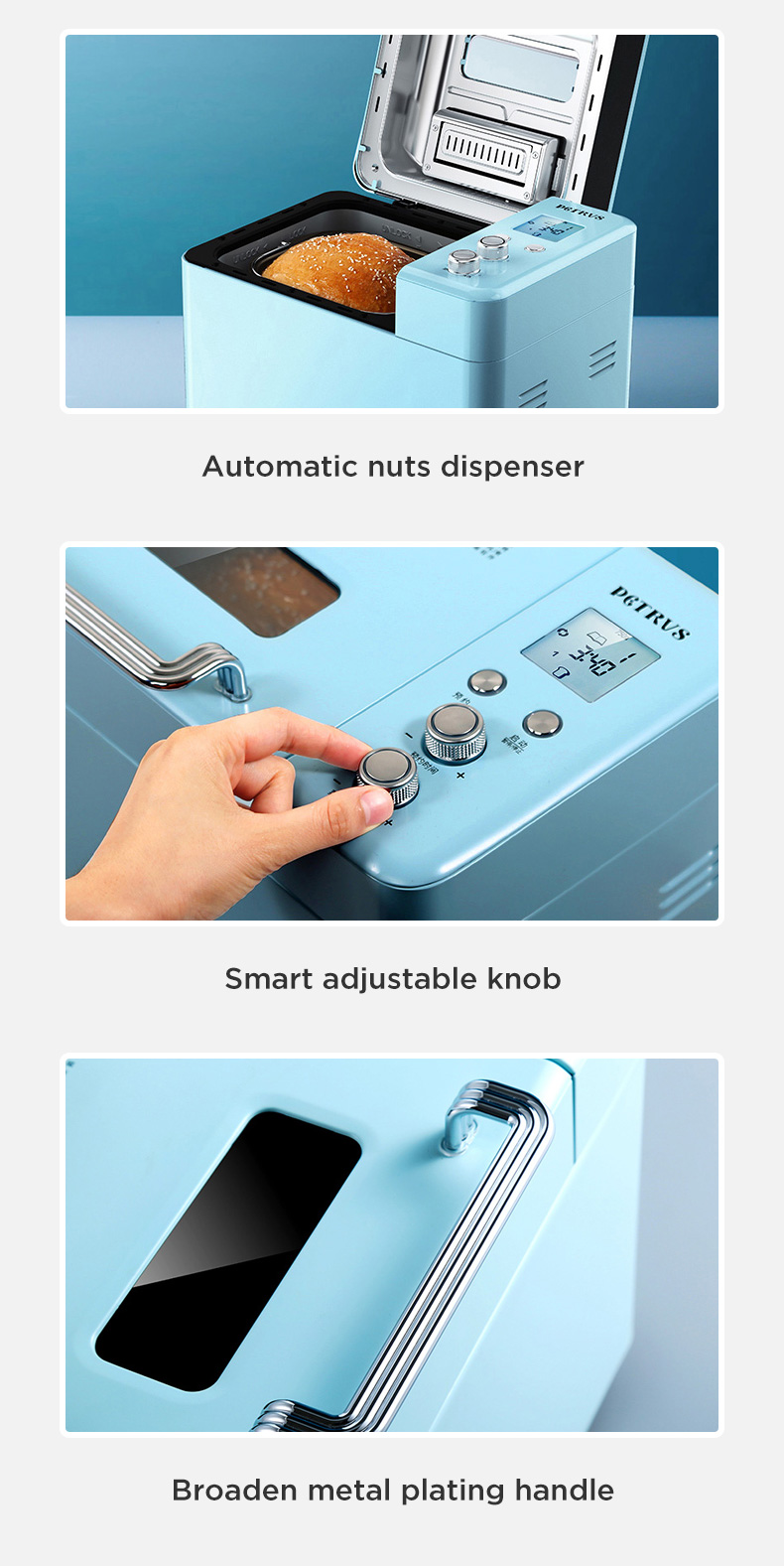 Petrus Bread Maker Machine 24 Programmable Menu Multi-Function With Automatic Nuts Dispenser ...