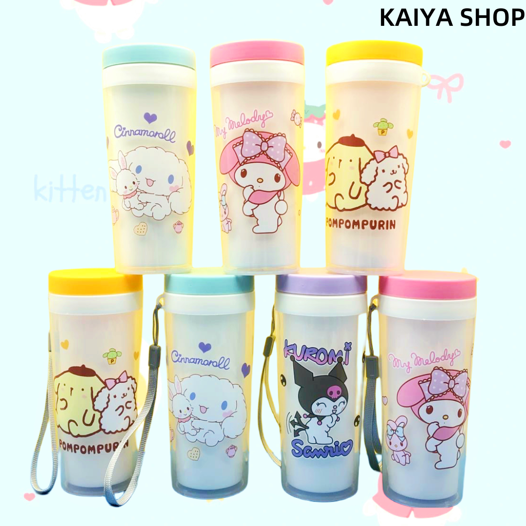 Cute sanrio double drinking cup Cinnamorol/Kuromi/Pom Pom Purin/Melody ...