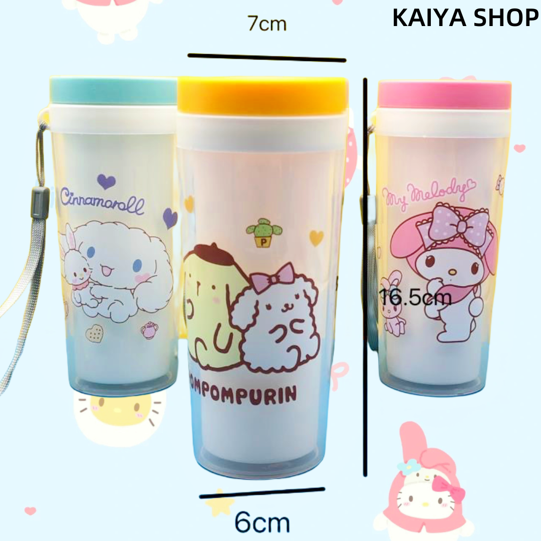 Cute sanrio double drinking cup Cinnamorol/Kuromi/Pom Pom Purin/Melody ...