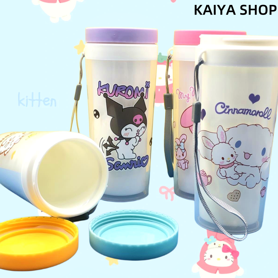 Cute sanrio double drinking cup Cinnamorol/Kuromi/Pom Pom Purin/Melody ...