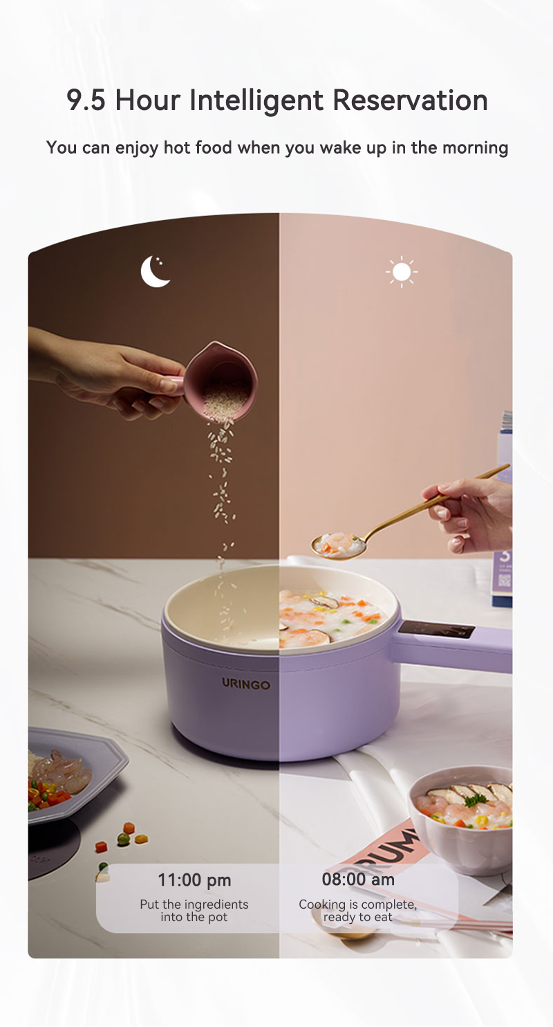 URINGO Multi Cooker Electrical Non-Stick Ceramic Coating Multifunctional Electric Frying Pan (3L ...