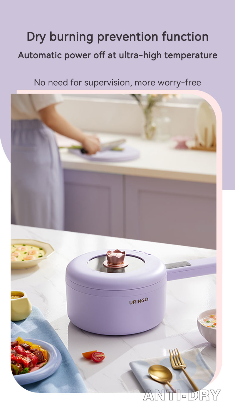 URINGO Multi Cooker Electrical Non-Stick Ceramic Coating Multifunctional Electric Frying Pan (3L ...