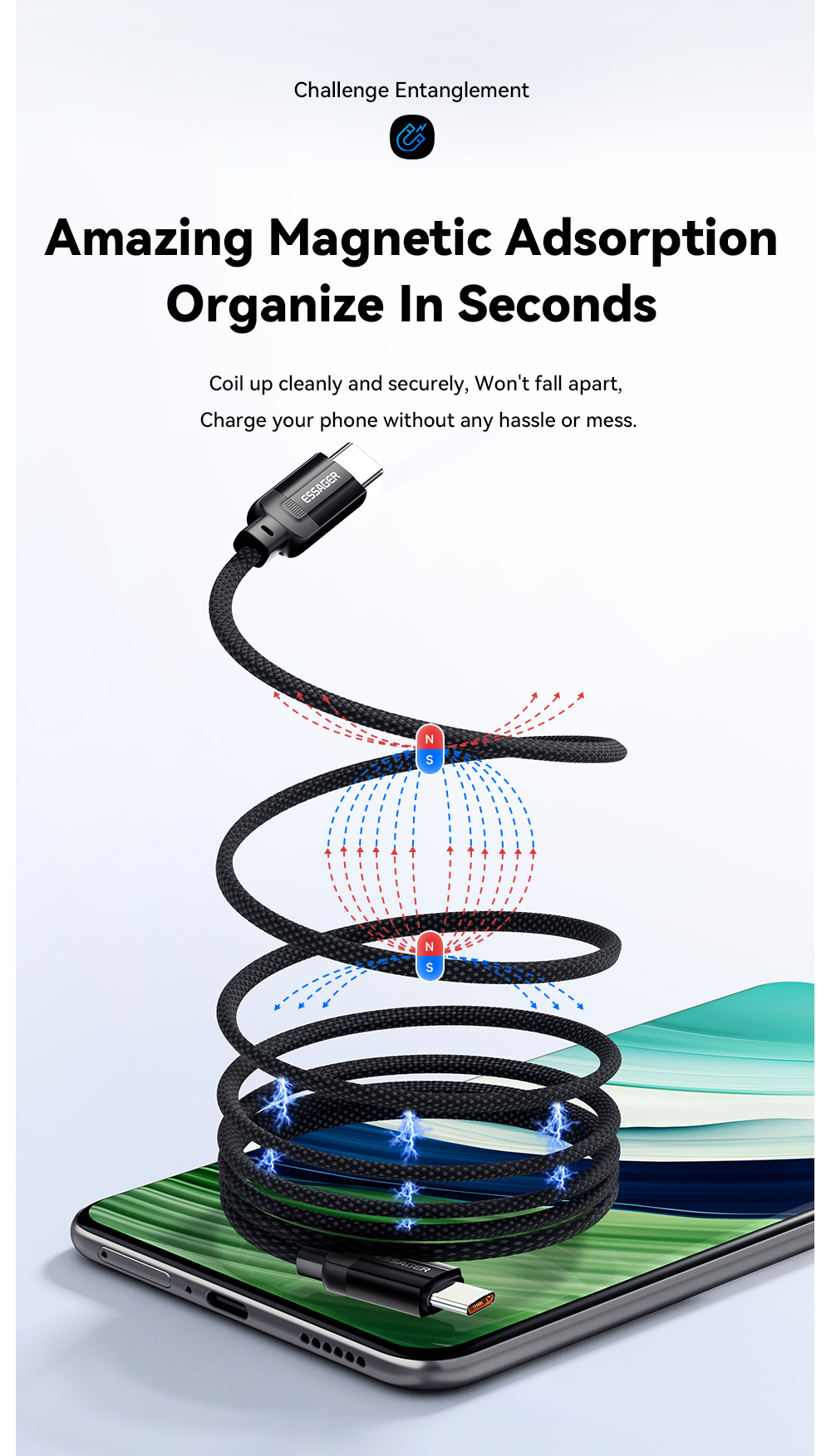 Essager Magnetic Data Cable Type C Ios USB A Fast Charging Cable For ...