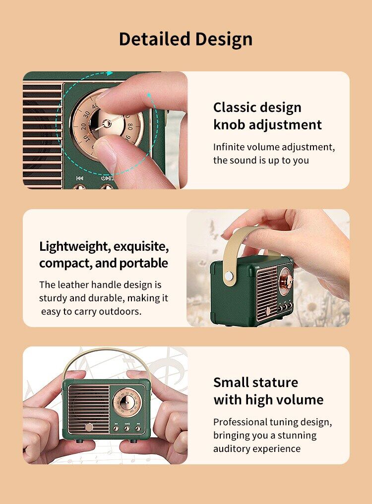 New Retro Bluetooth Speaker HM11 Classical Retro Music Player Sound ...