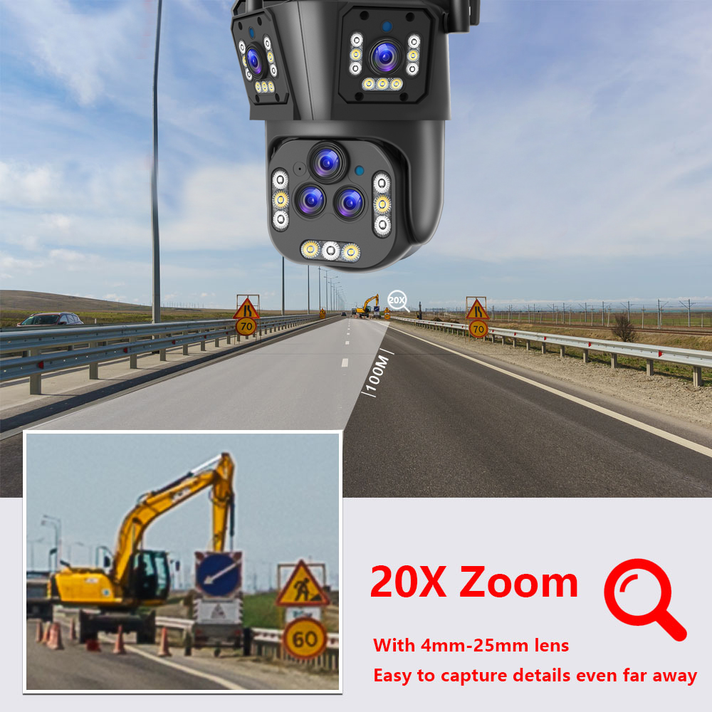 LLSEE IPC360 Camera 20MP 8K 20x Optical Zoom 5 Lens WIFI CCTV Wireless ...