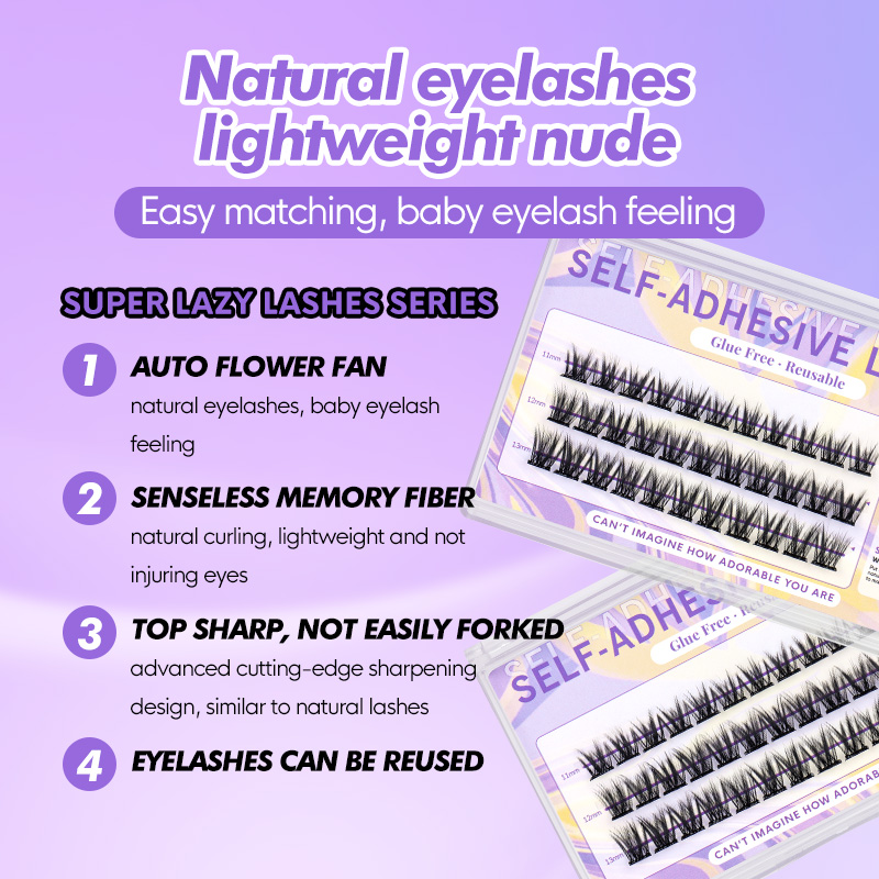 【Free tweezer】GENIELASH Glue-free Swallow Eyelash for Beginner Self ...