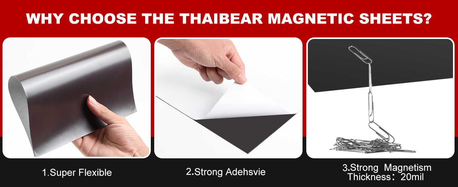5PCS Magnetic Sheets with Adhesive Backing - Flexible Magnetic Paper ...
