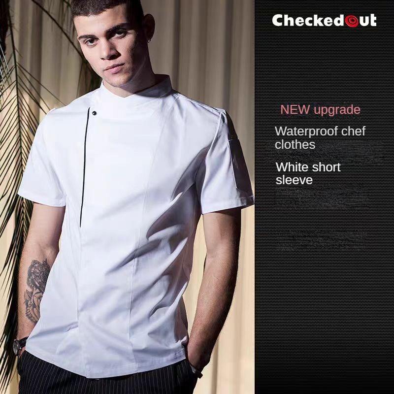 Ready Stock Hotel chef uniform short sleeved work uniform men's black ...
