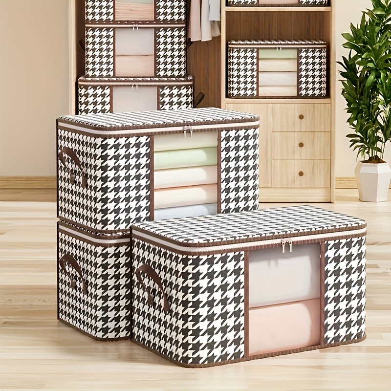 Houndstooth Visual Storage Bag Clothing Cotton Quilt Storage Box Anti ...