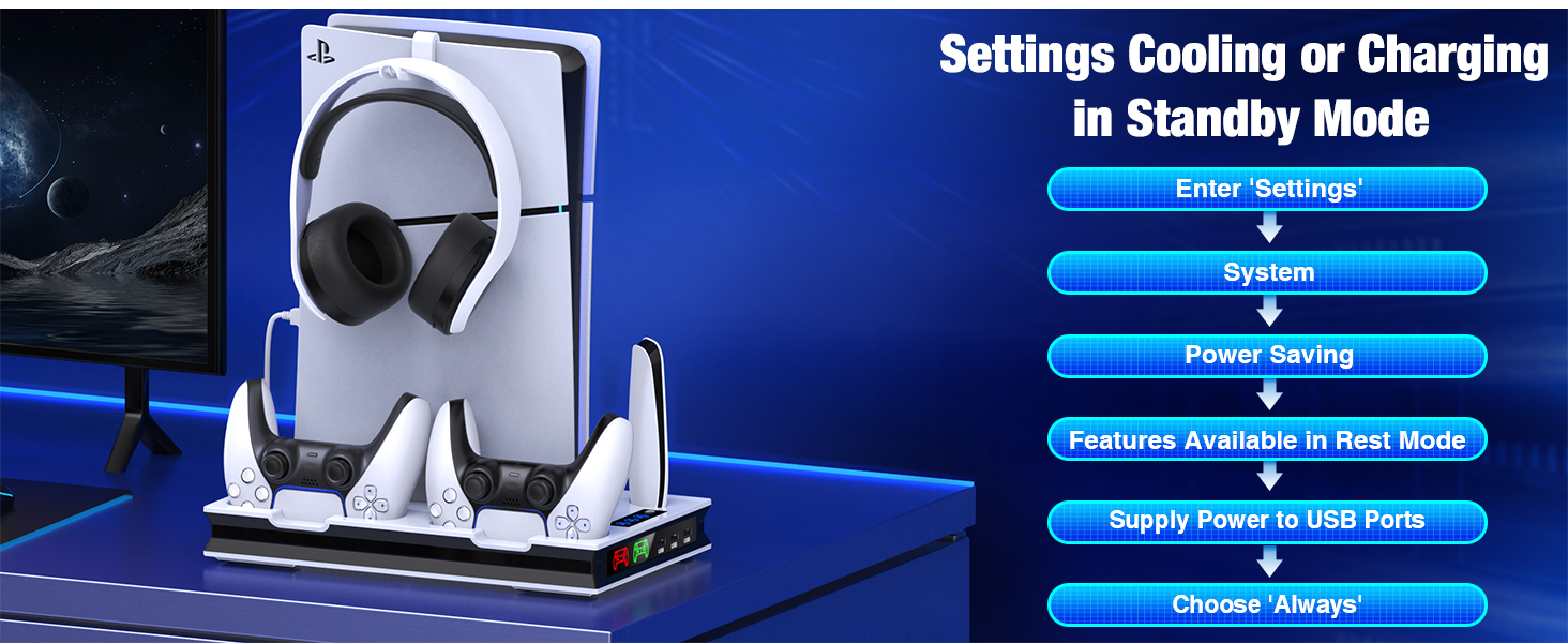 PS5&PS5 Slim&PS5 Pro Cooling Stand with Dual Cooling Fans for PS5 ...
