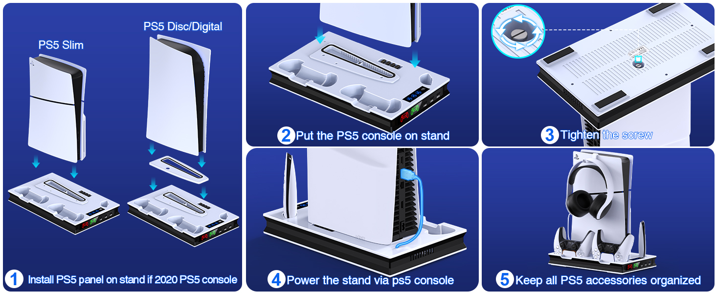 PS5&PS5 Slim&PS5 Pro Cooling Stand with Dual Cooling Fans for PS5 ...