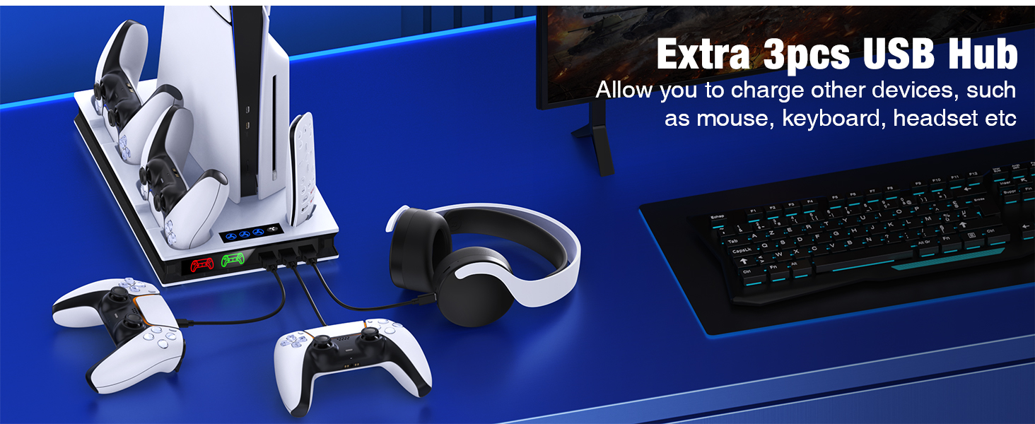 PS5&PS5 Slim&PS5 Pro Cooling Stand with Dual Cooling Fans for PS5 ...