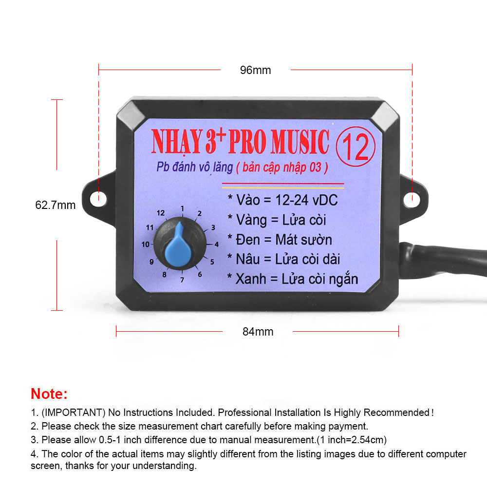 12V-24V 8/12/25 Sound Musical Electronic Horn Controller with Remote ...