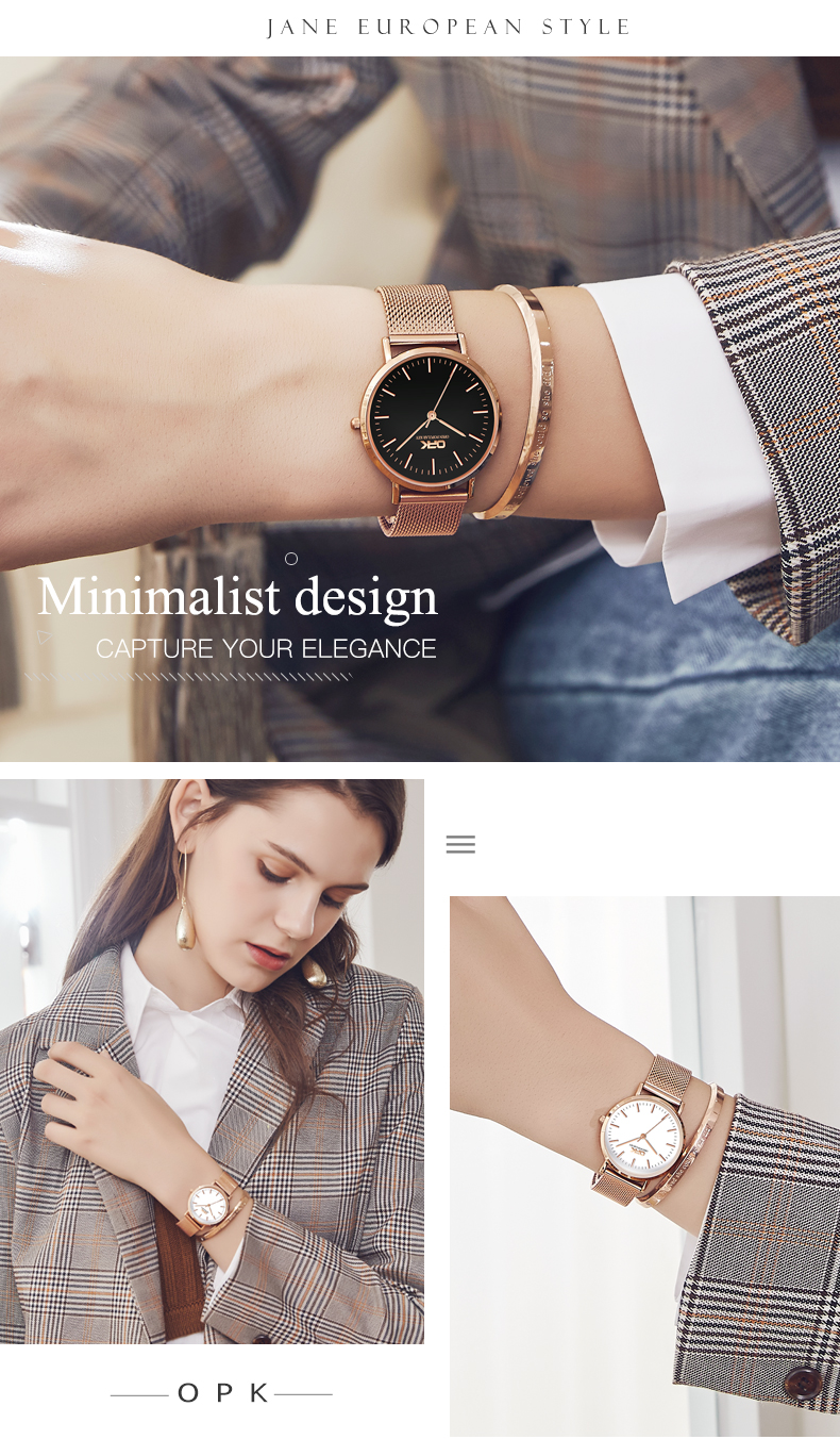 OPK Jam Tangan Perempuan Original Waterproof Magnet Luminous Minimalist ...