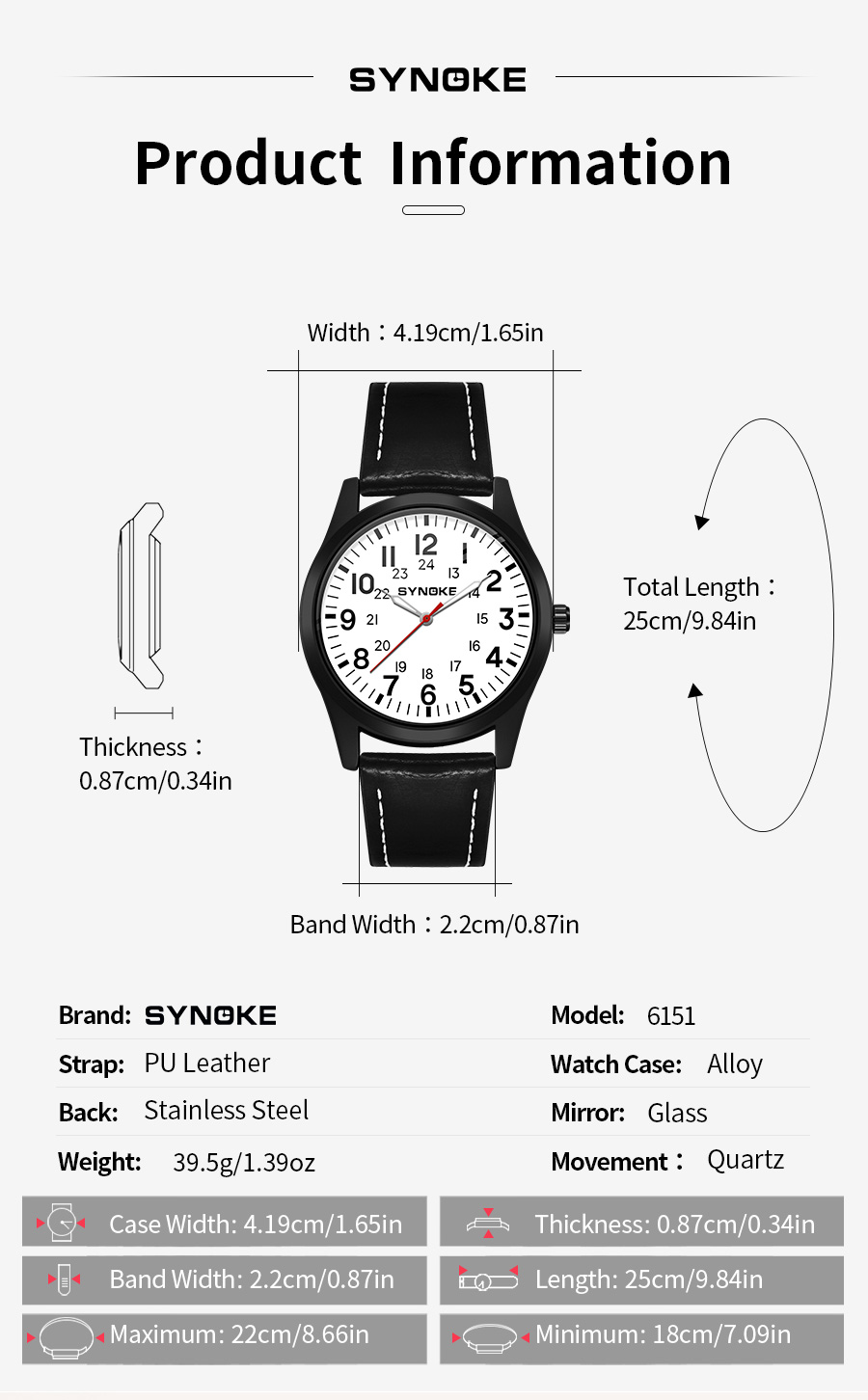 SYNOKE Watch for Men Casual Fashion Quartz/leather Sports Watch ...