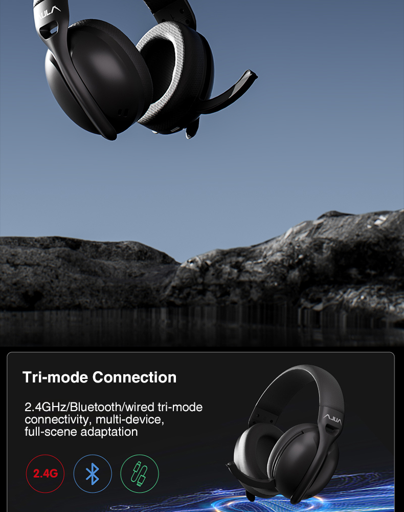 AULA S6 Tri-mode Game Headset 2.4G/bluetooth/wired Low Latency Ultra ...