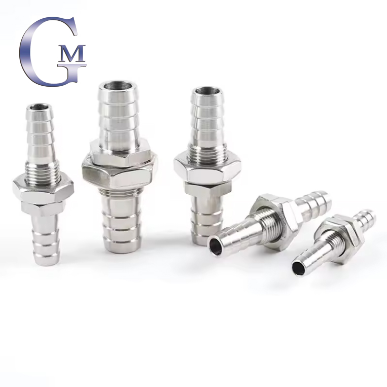 304 Stainless Steel Bulkhead Barbed Fitting 4 6 8 10 12 14 16 20mm Hose ...