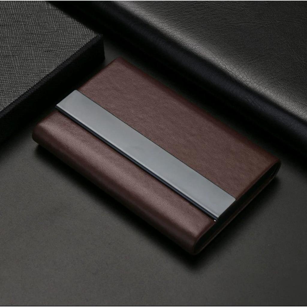 Name Card Holder PU Leather & Stainless Steel Multi Card Case Holder ...