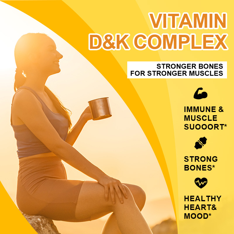 Orgeuos Vitamin D3 K2 Capsule 1000IU/45Mcg Promote Calcium Metabolism Protect Bone Health ...