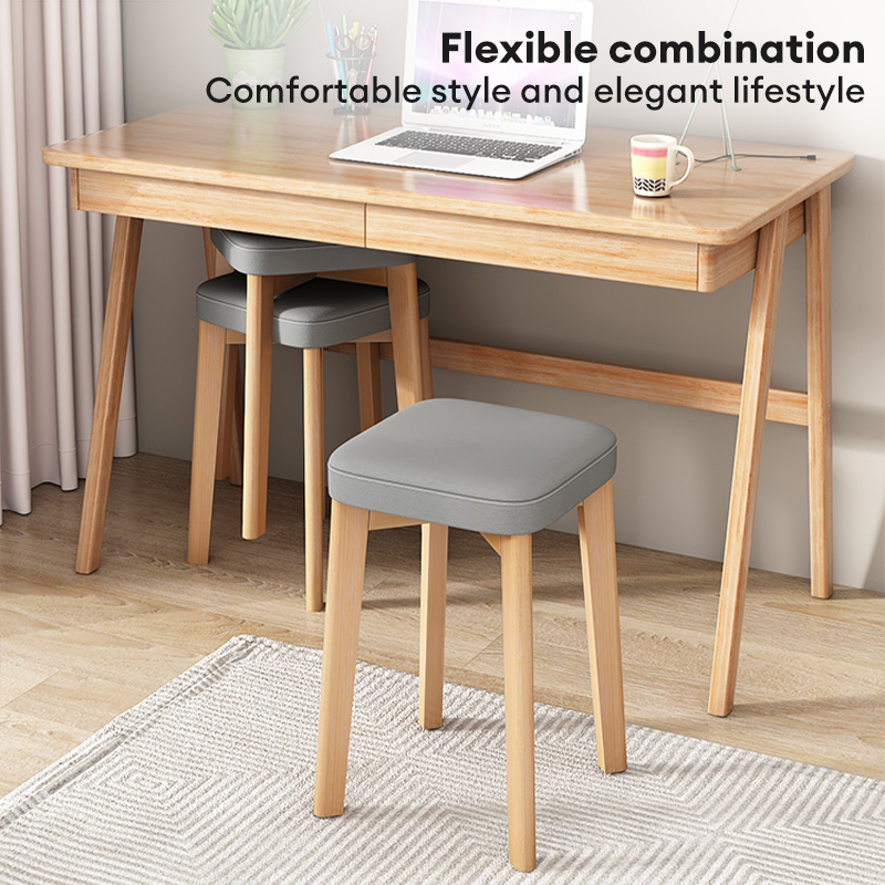 YJ Solid Wood Stool Stackable Square Cushioned Thickened Dining Table ...
