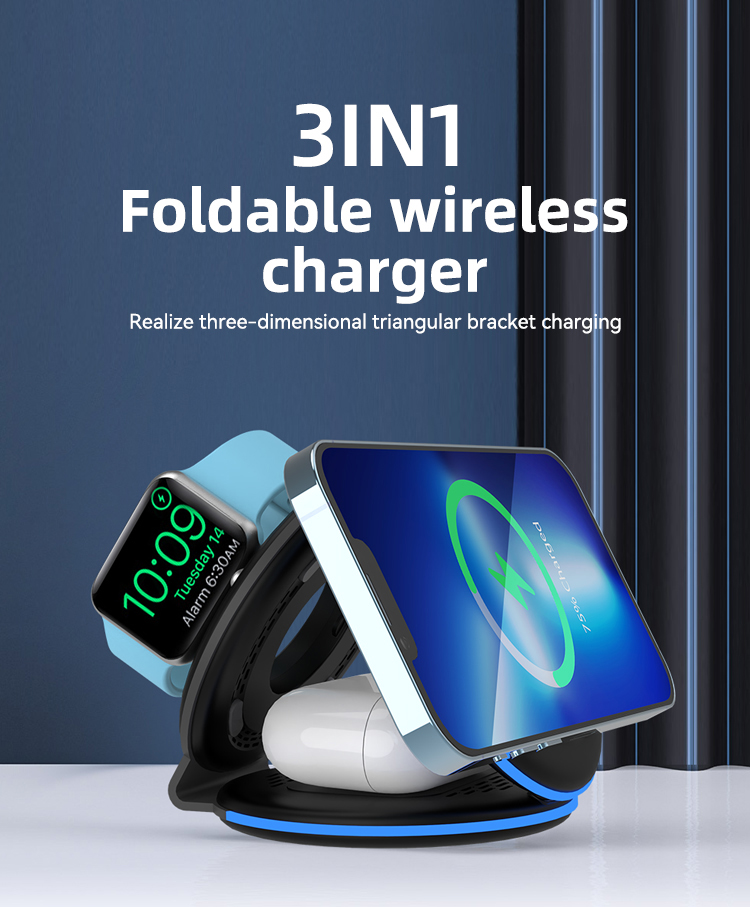 New Magnetic Foldable 3 in 1 Wireless Charger Portable 15w Fold Fast ...