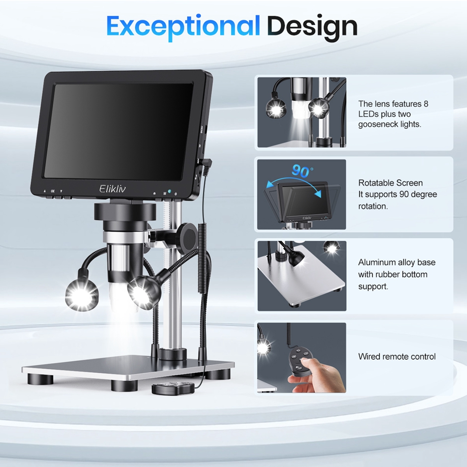7 Inch Digital Microscope 1080P LCD Digital Microscope With Wired ...