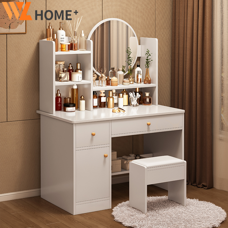 Dressing Table with LED Mirror Makeup Table Meja Solek Drawer Storage ...