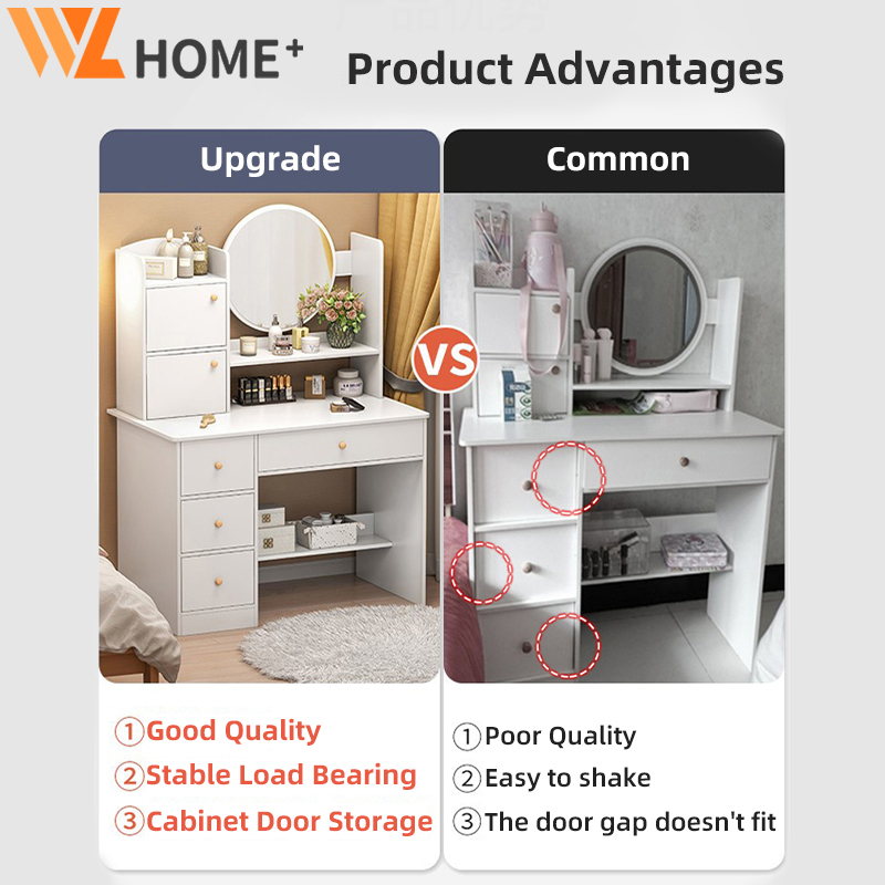 Dressing Table with LED Mirror Makeup Table Meja Solek Drawer Storage ...