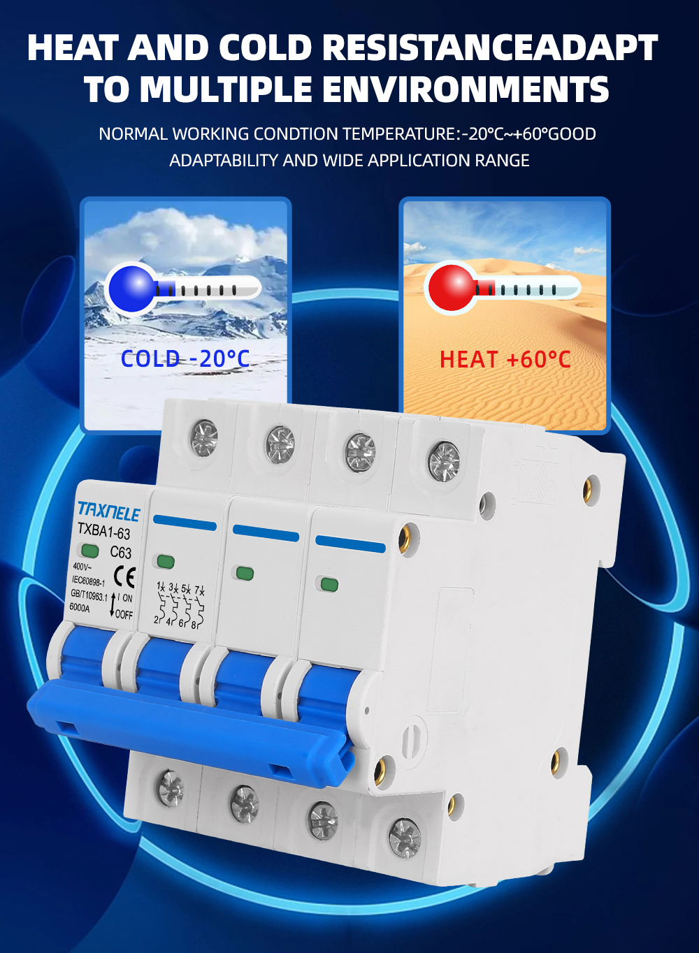 TAXNELE AC MCB 1P 2P 3P 4P 230V 400V 6KA Mini Circuit breaker Air Switch 6A 10A 16A 20A 32A 40A ...