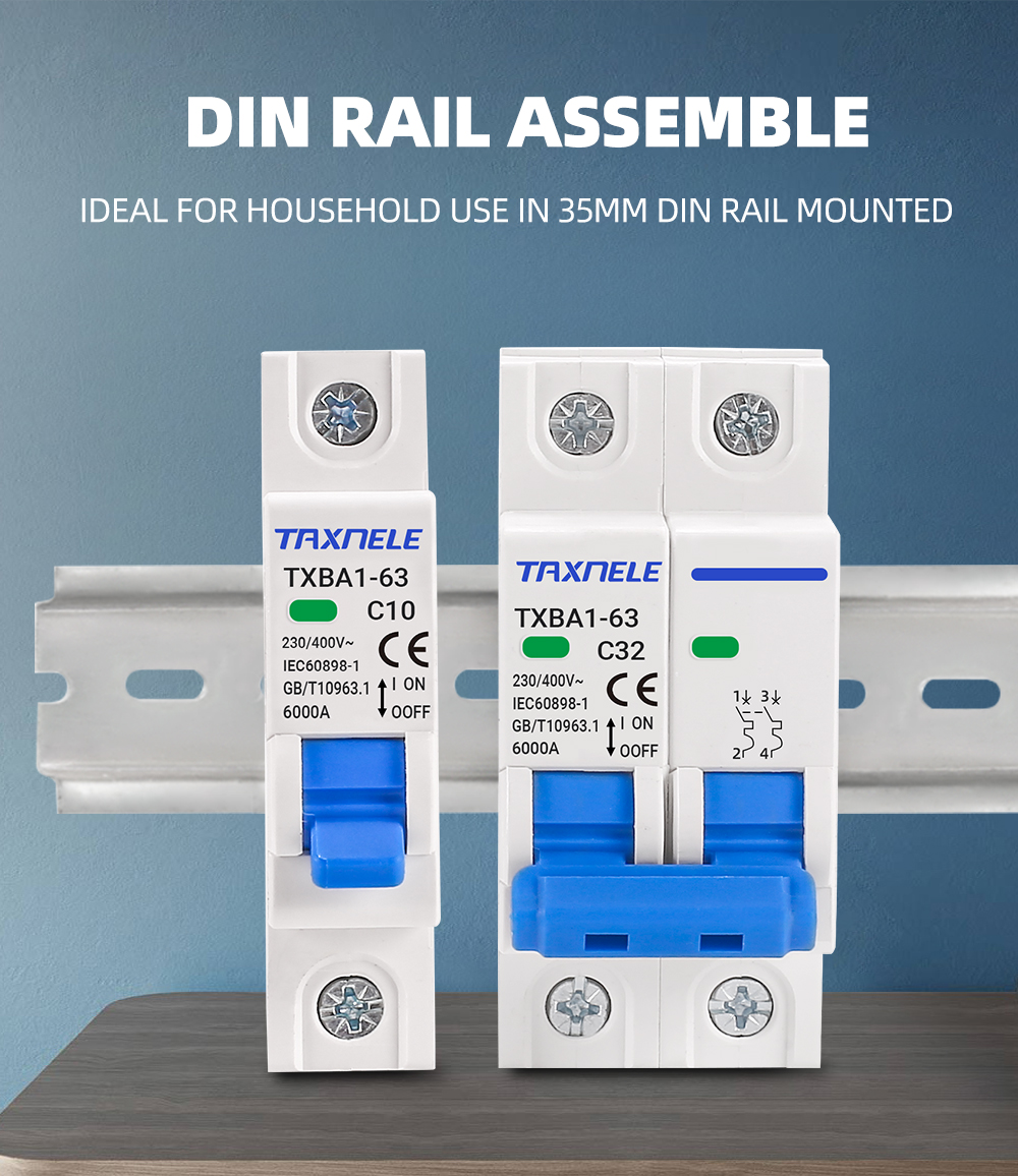TAXNELE AC MCB 1P 2P 3P 4P 230V 400V 6KA Mini Circuit breaker Air Switch 6A 10A 16A 20A 32A 40A ...