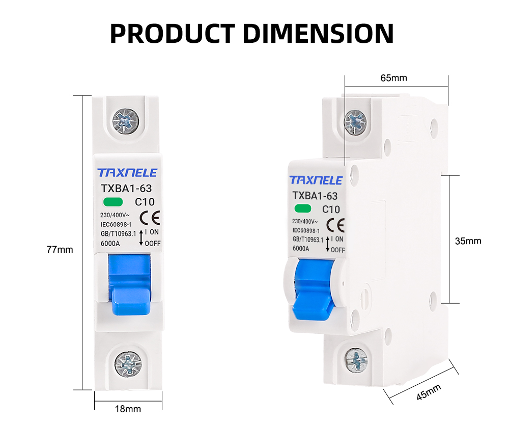 TAXNELE AC MCB 1P 2P 3P 4P 230V 400V 6KA Mini Circuit breaker Air Switch 6A 10A 16A 20A 32A 40A ...
