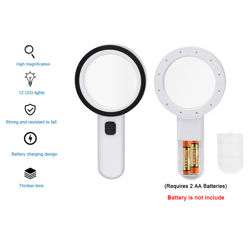 KIPRUN Magnifying Glass with Light, 30X Handheld Large Magnifying Glass ...
