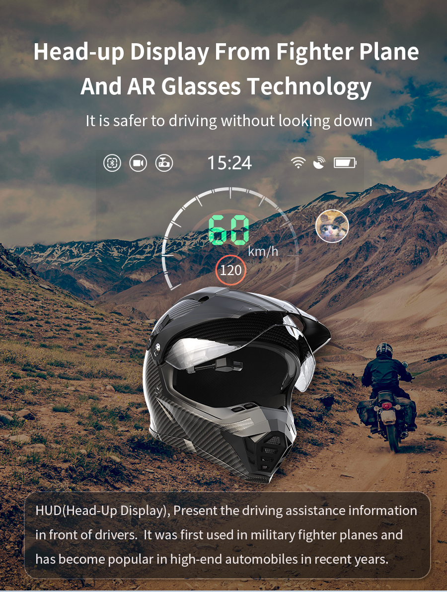 E6 Motorcycle Helmet Head Up HUD Device Bluetooth Headphones Android ...