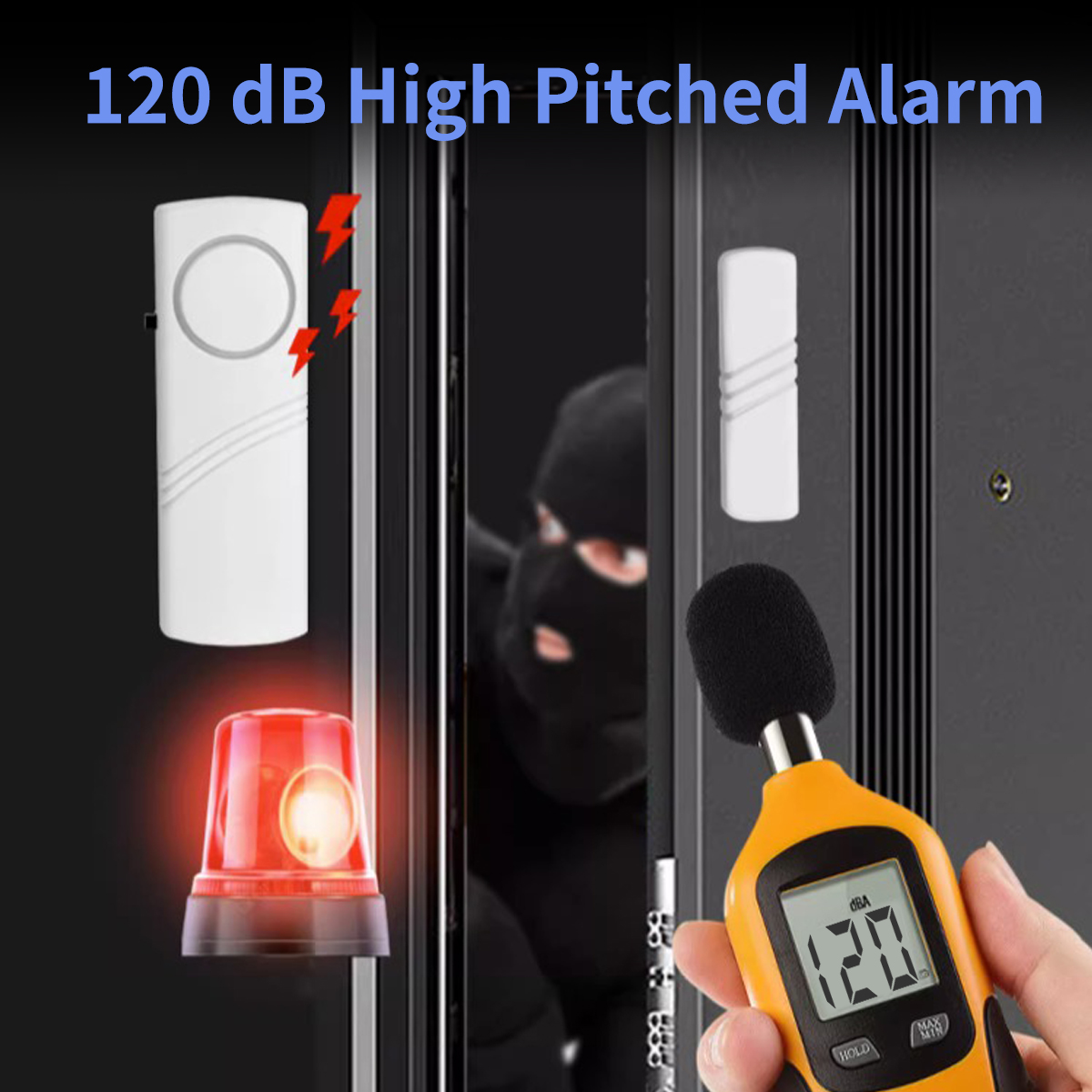 120dB High Pitched Alarm Wireless Door and Window Entry Alarm Burglar ...