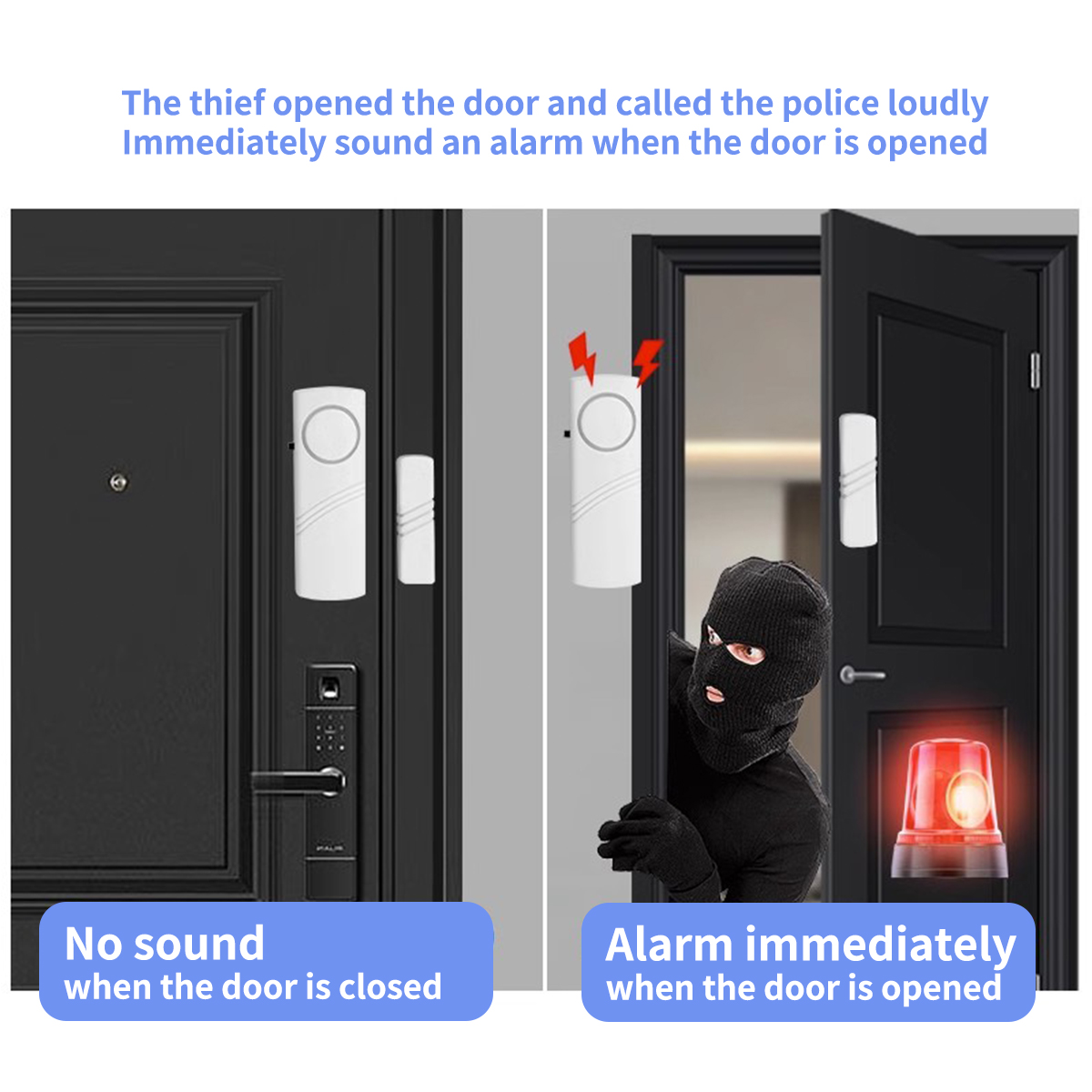 120dB High Pitched Alarm Wireless Door and Window Entry Alarm Burglar ...