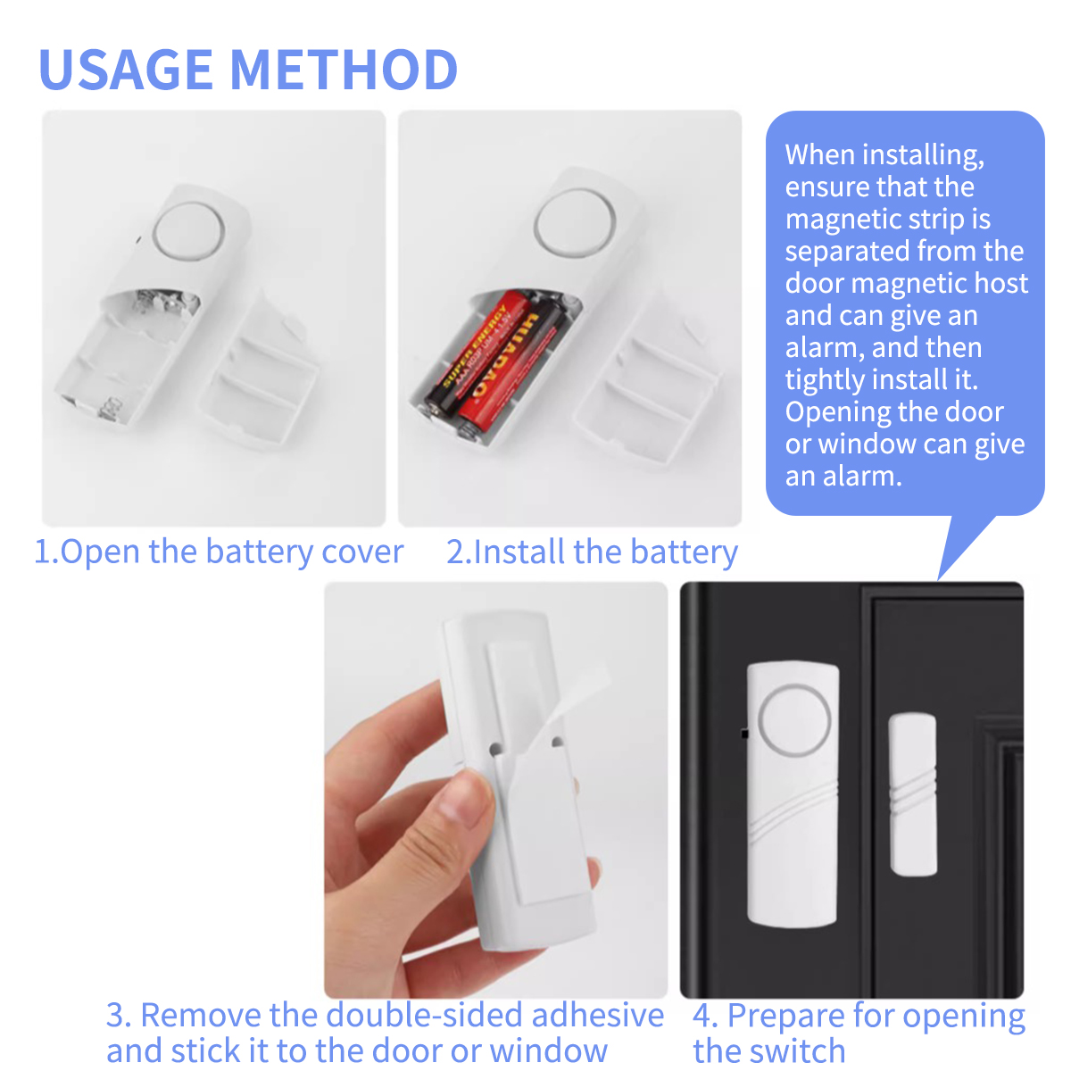 120dB High Pitched Alarm Wireless Door and Window Entry Alarm Burglar ...