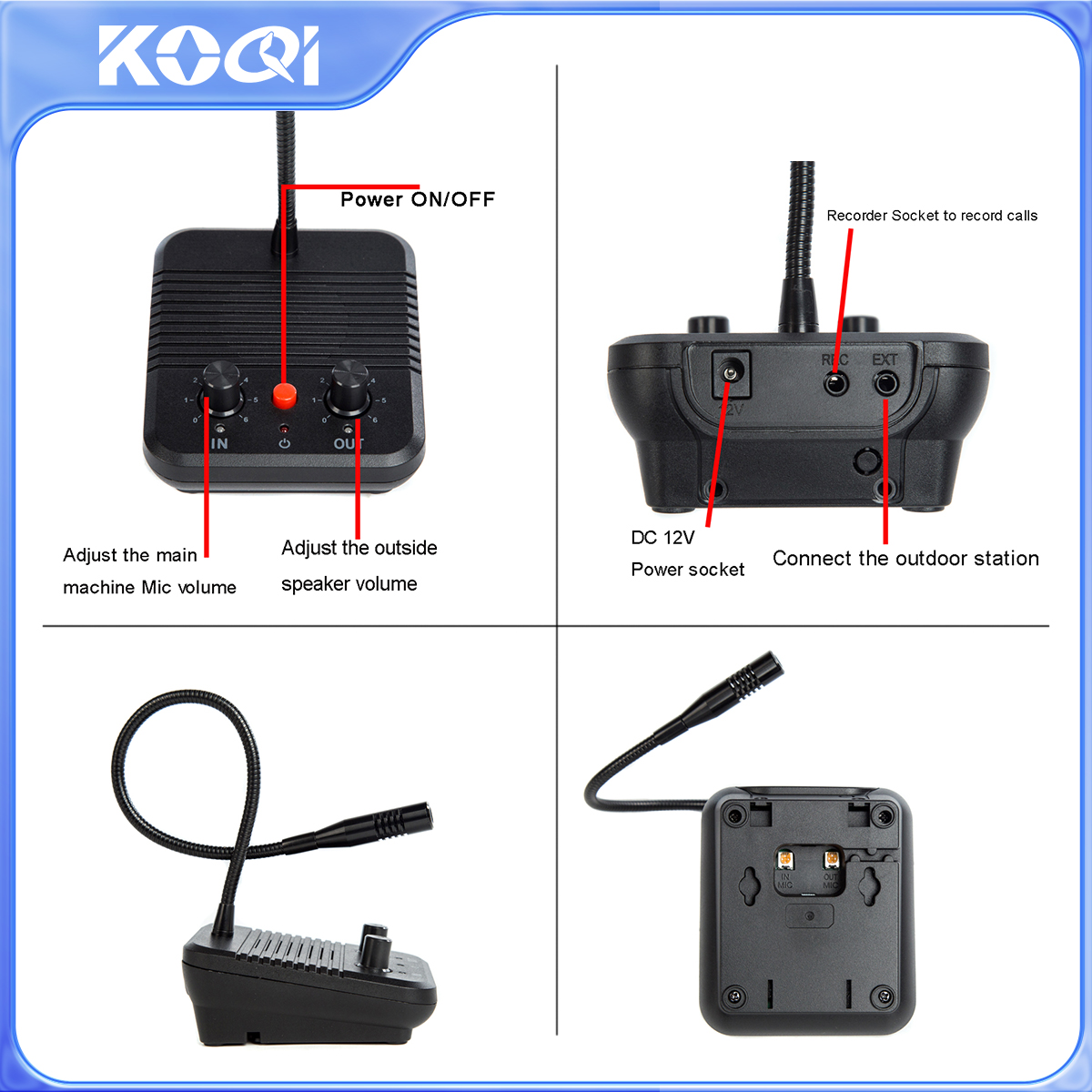 【Local Warehouse】Window Intercom Speaker Dual Way Window Mic and ...