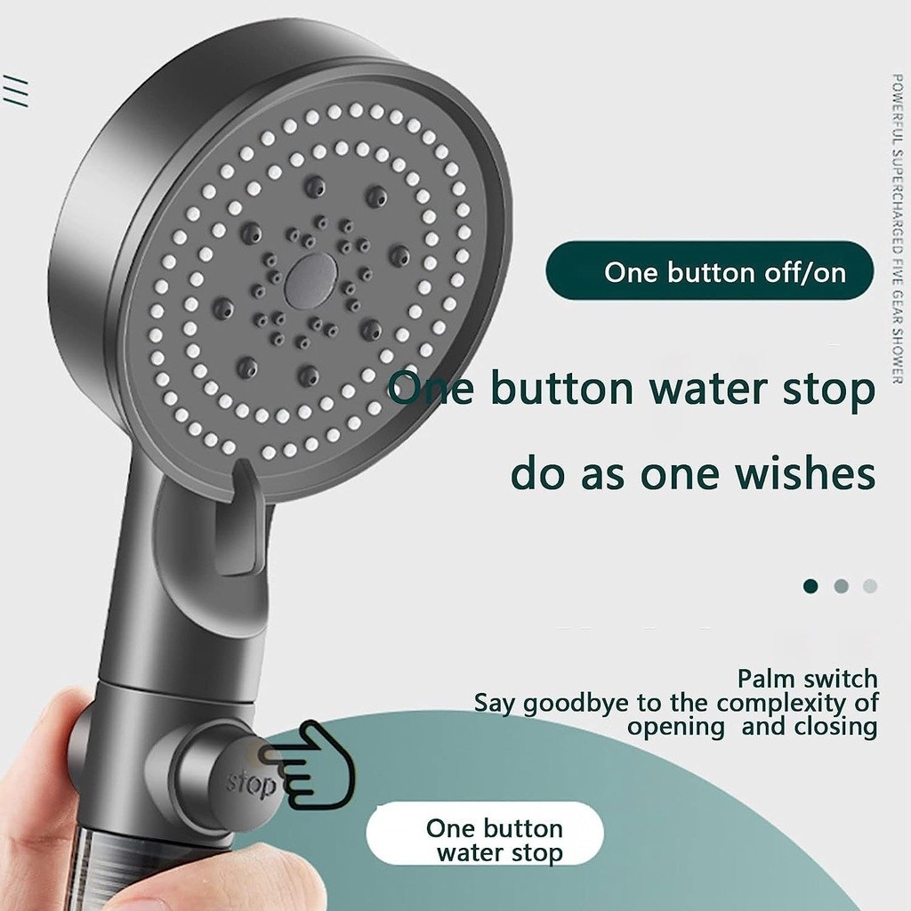Multi-Functional High Pressure Shower Head with 5 Modes / One-Click ...