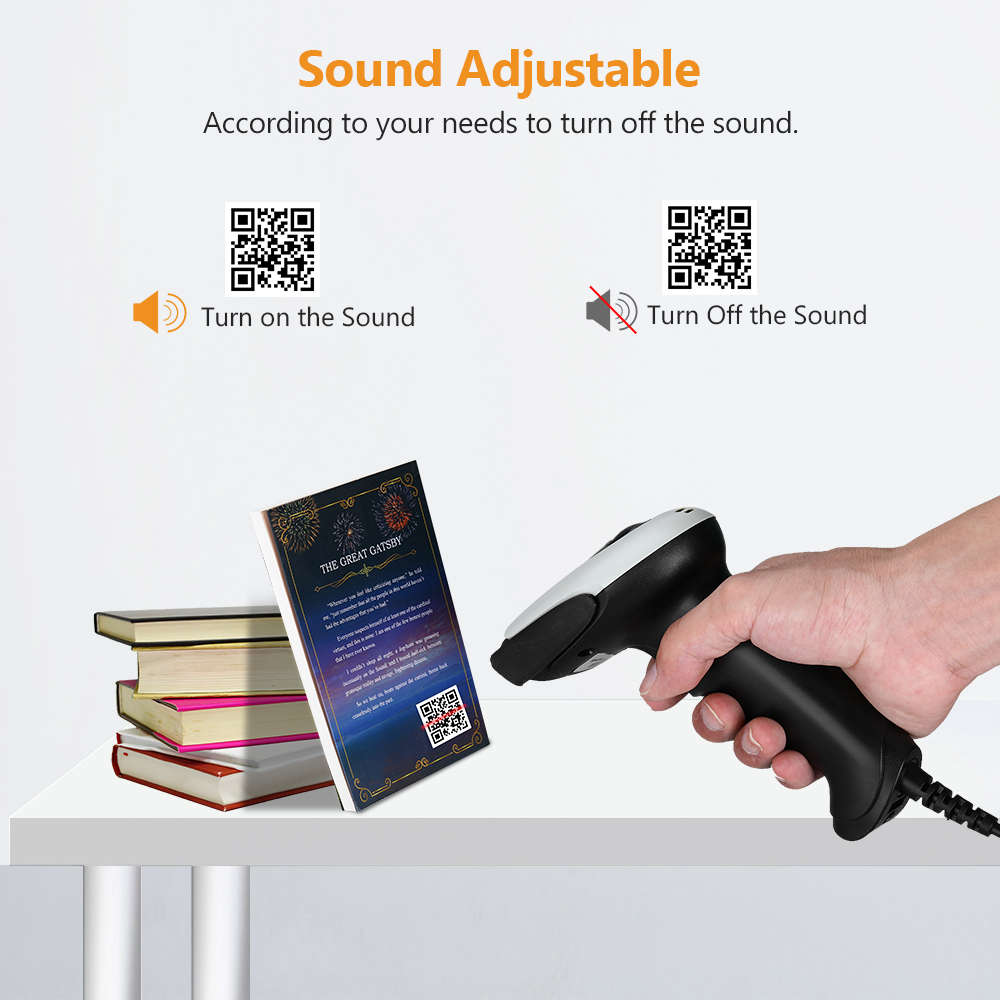 Evnvn USB Wired 2D Barcode Scanner with Adjustable Stand and Auto ...