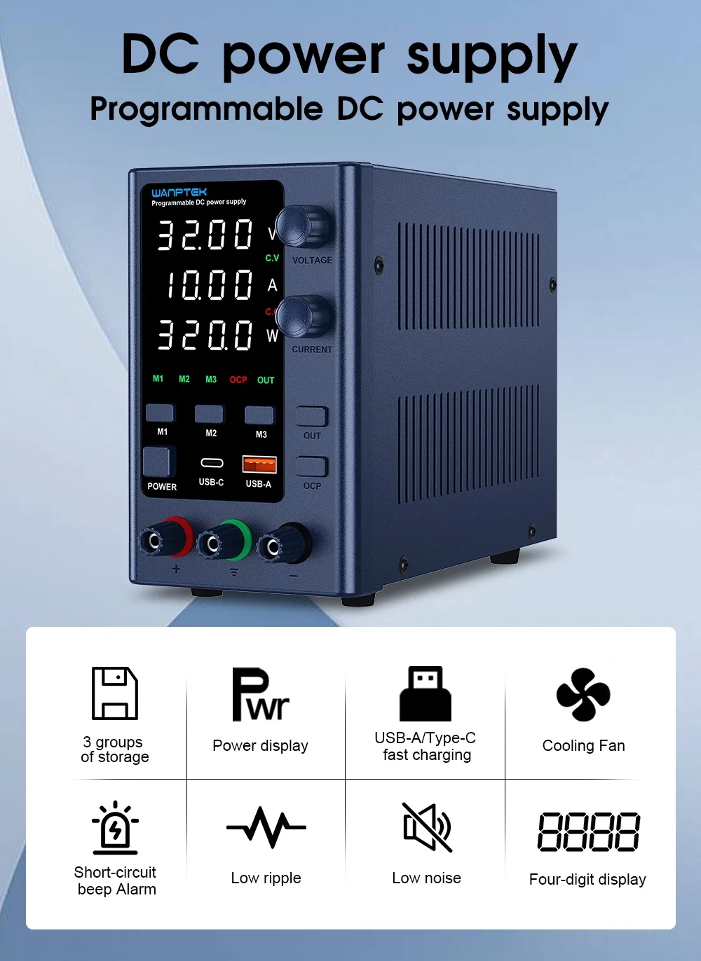 Wanptek Adjustable DC Power Supply 32V 10A, Switching Power Supply with ...