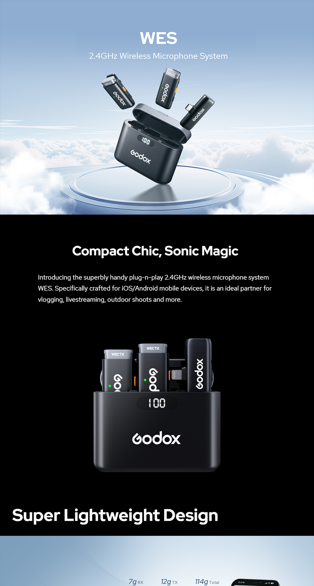 GODOX WES 2.4GHz Wireless Microphone System Directly connected to ...