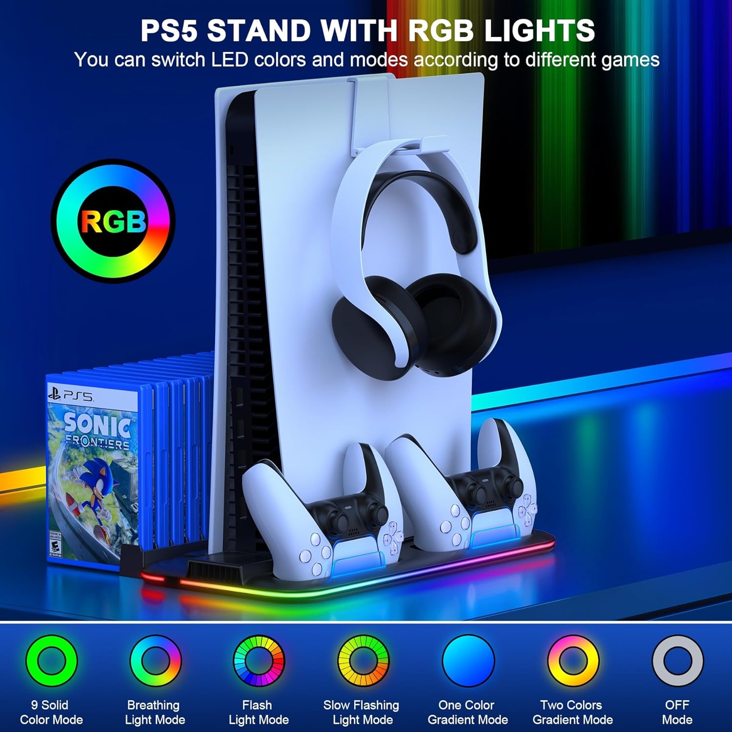 Multifunctional RGB PS5 Slim/PS5 Pro Charging Stand and Turbo Cooling ...