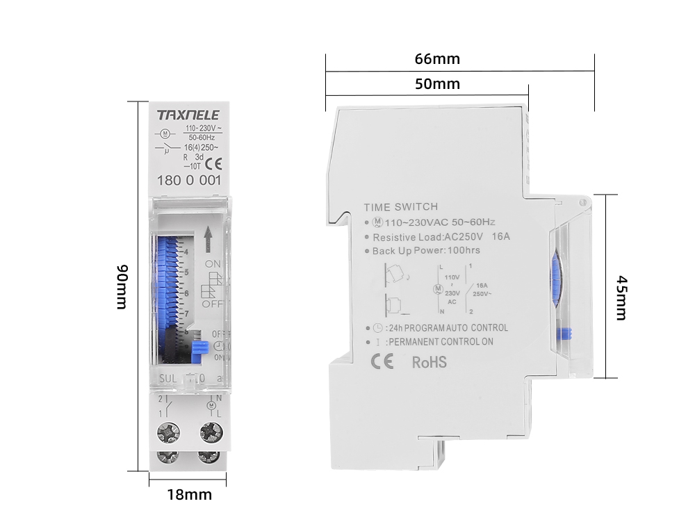 DIN Rail SUL180 SUL180A Time Switch Mechanical Timer Switch 24 Hours Programmable Timer 16A Time ...