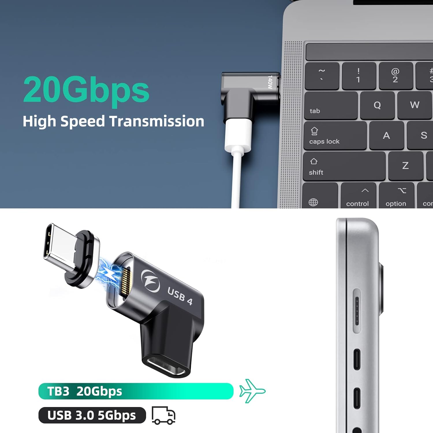 Ankndo 140W USB4.0 Magnetic Adapter USB C To Type C 40Gbps Fast ...