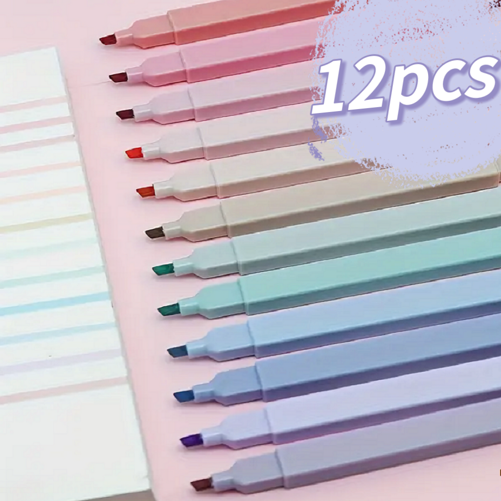 12pcs Light-colored Highlighter Marker Set, For Drawing, Key Points ...
